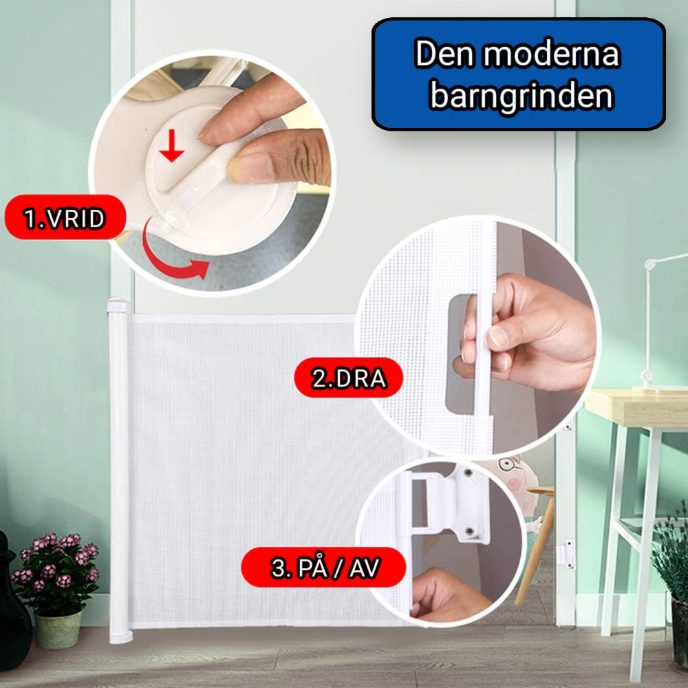Rullgardinsgrind 0-150 cm Barngrind – Baby Safety Scandinavia